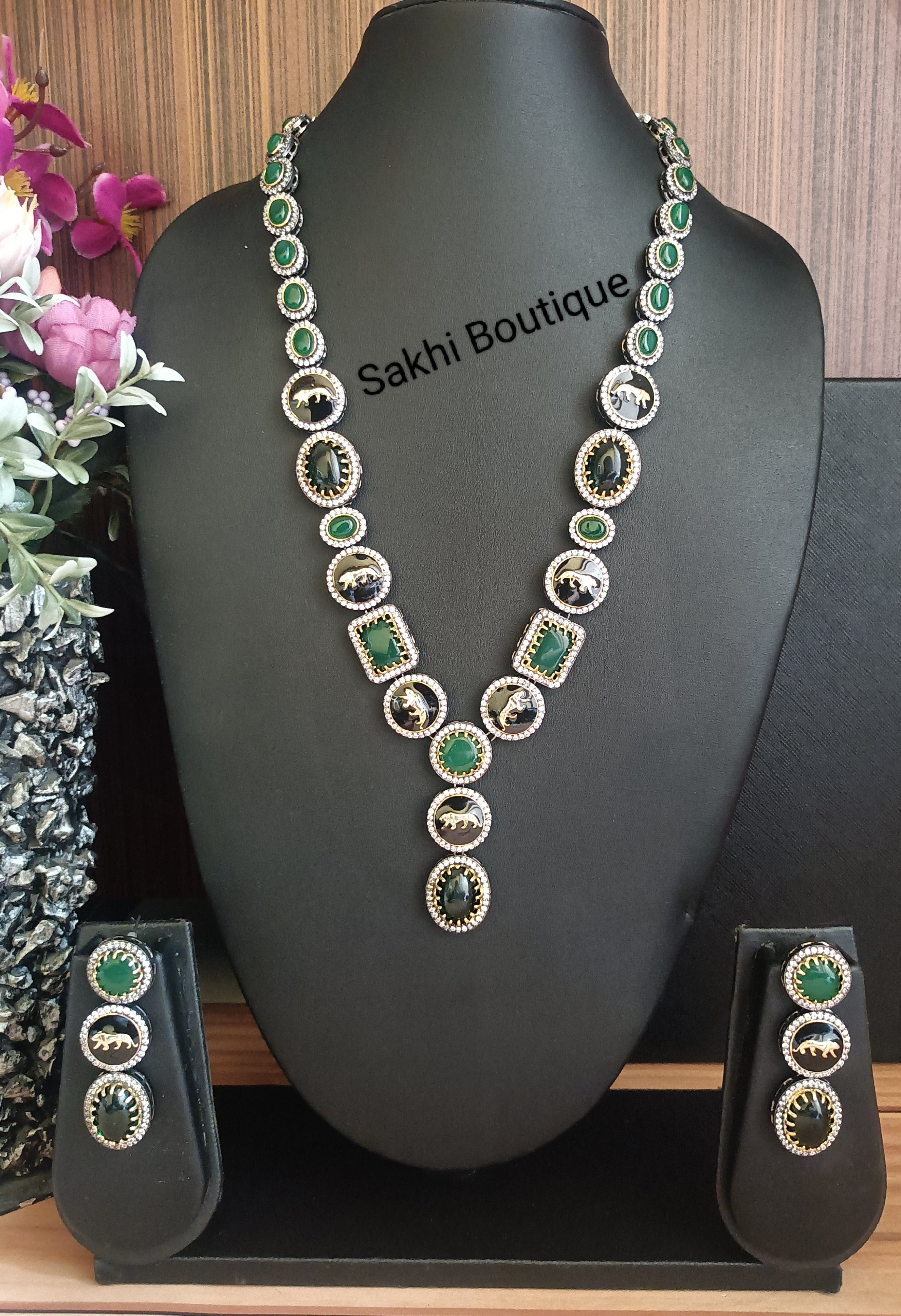 (0518NS012A100) Sabyasachi Inspired Natural Stone Long Necklace – Sakhi ...