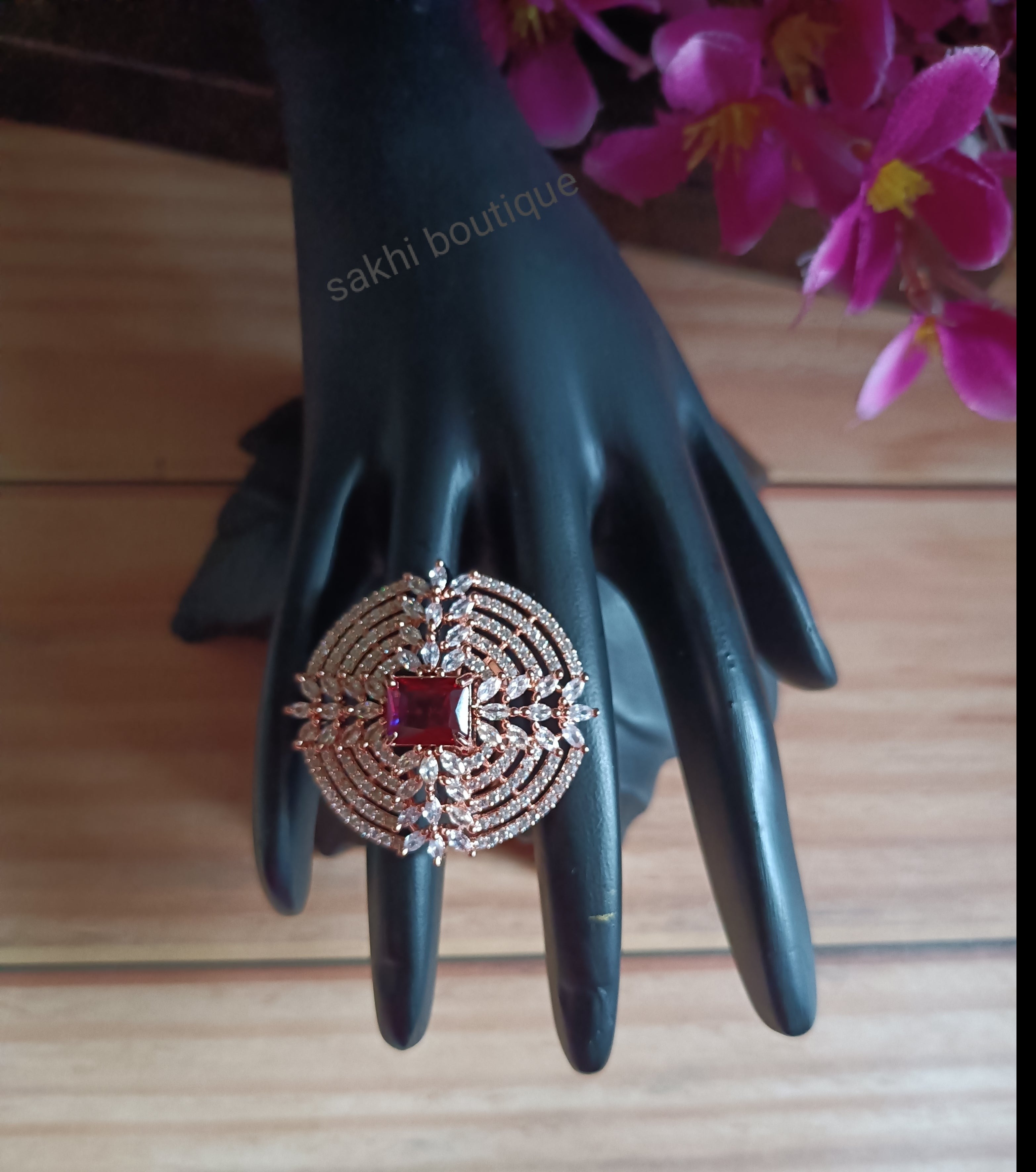 (5-33-FR2) AD Big Finger Ring – Sakhi Boutique