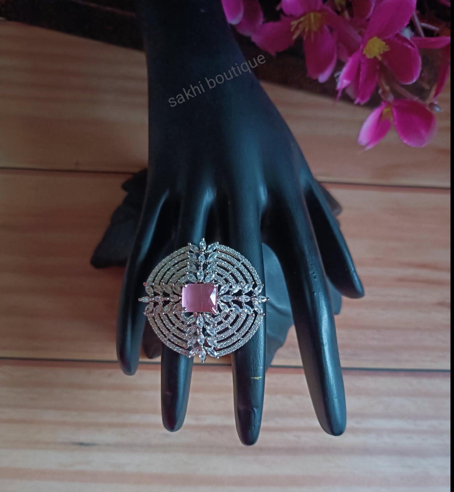 (5-33-FR2) AD Big Finger Ring – Sakhi Boutique